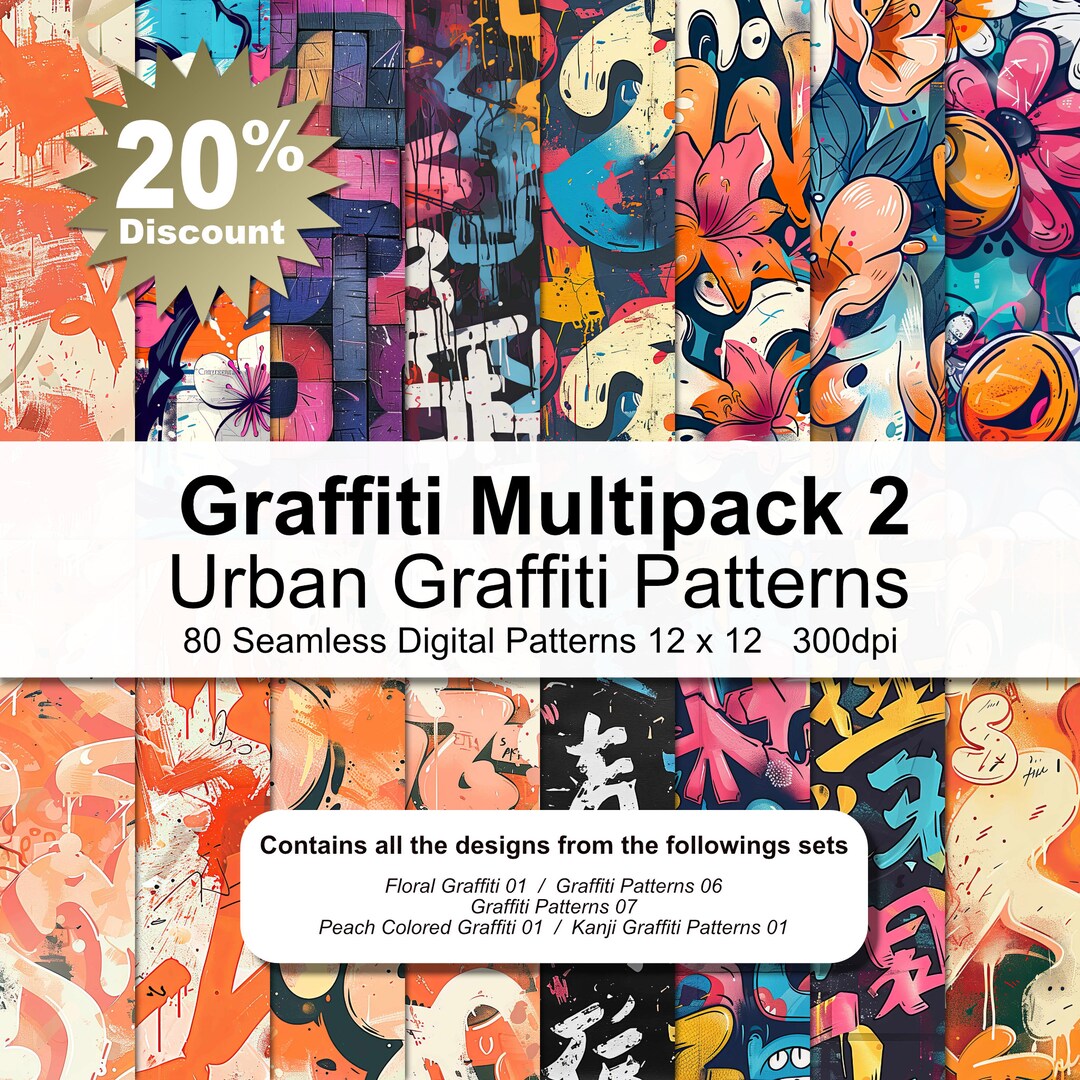 Urban Graffiti Patterns Digital Paper Multipack 2 - Etsy