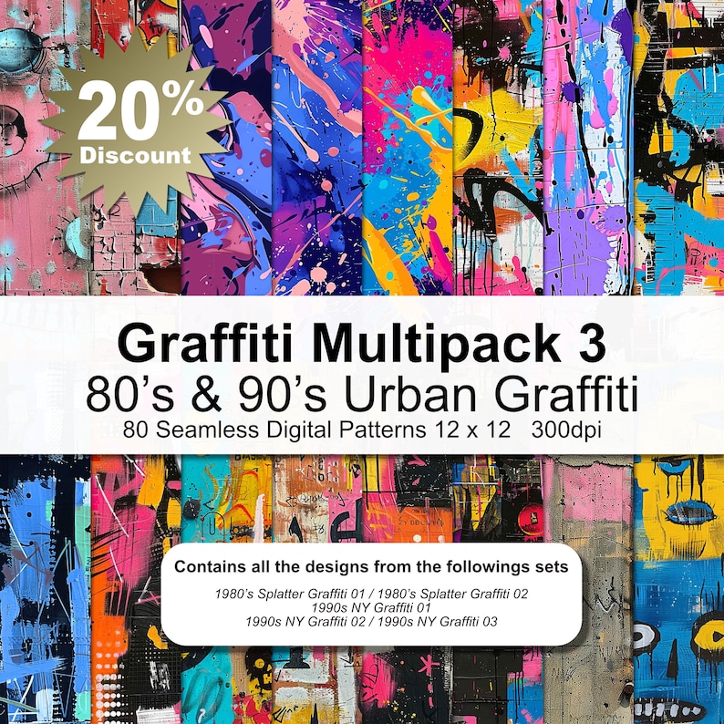 Urban Graffiti Patterns Digital Paper Multipack 3 - Etsy
