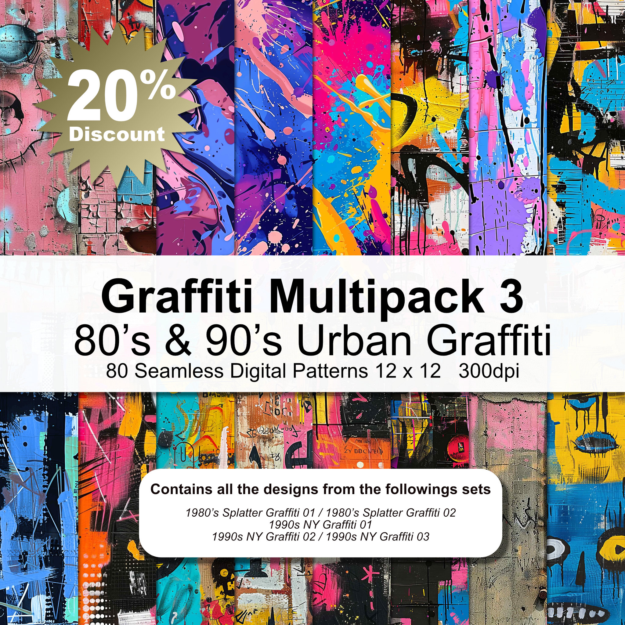 Urban Graffiti Patterns Digital Paper Multipack 3 - Etsy