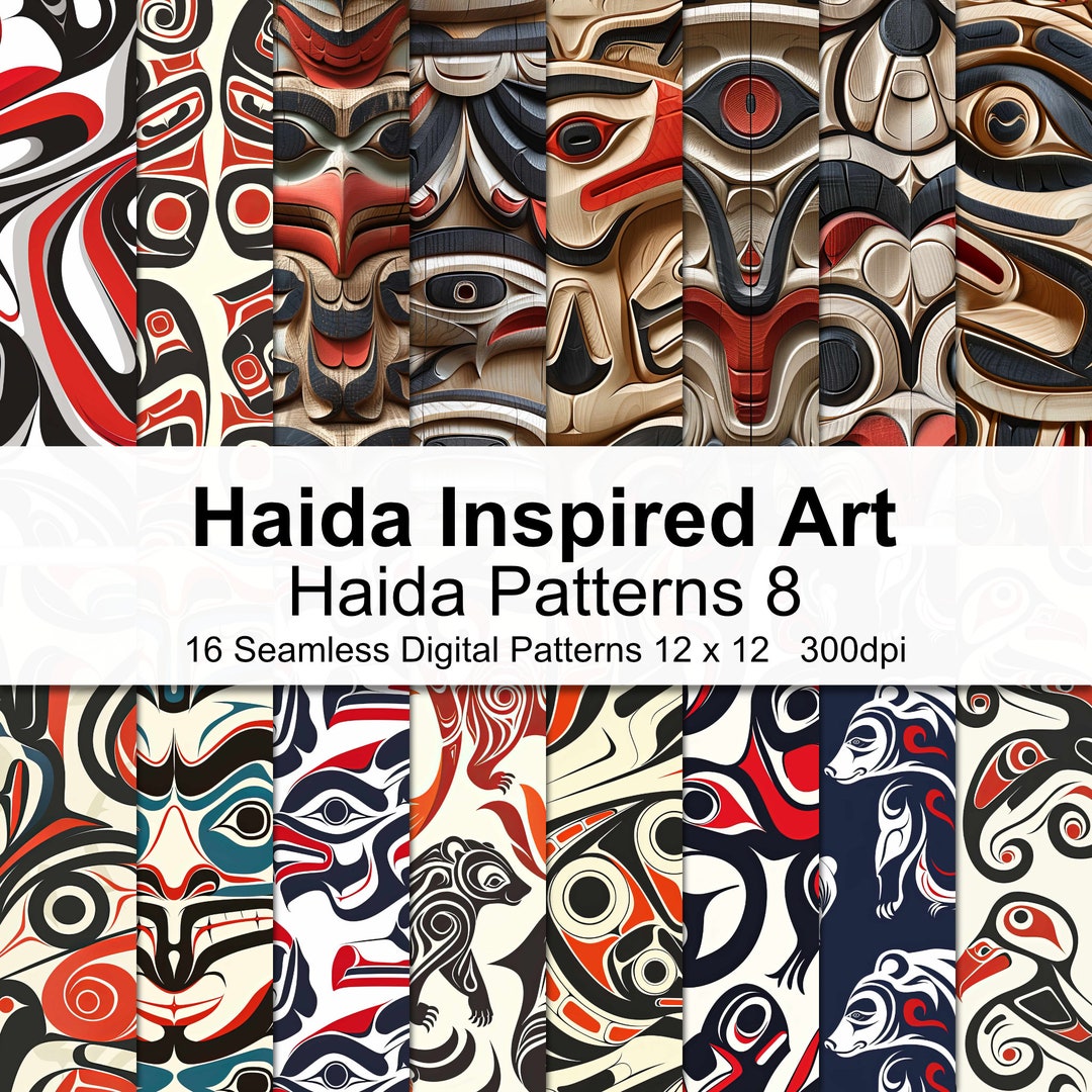 Haida Inspired Patterns Digital Paper 8 - Etsy