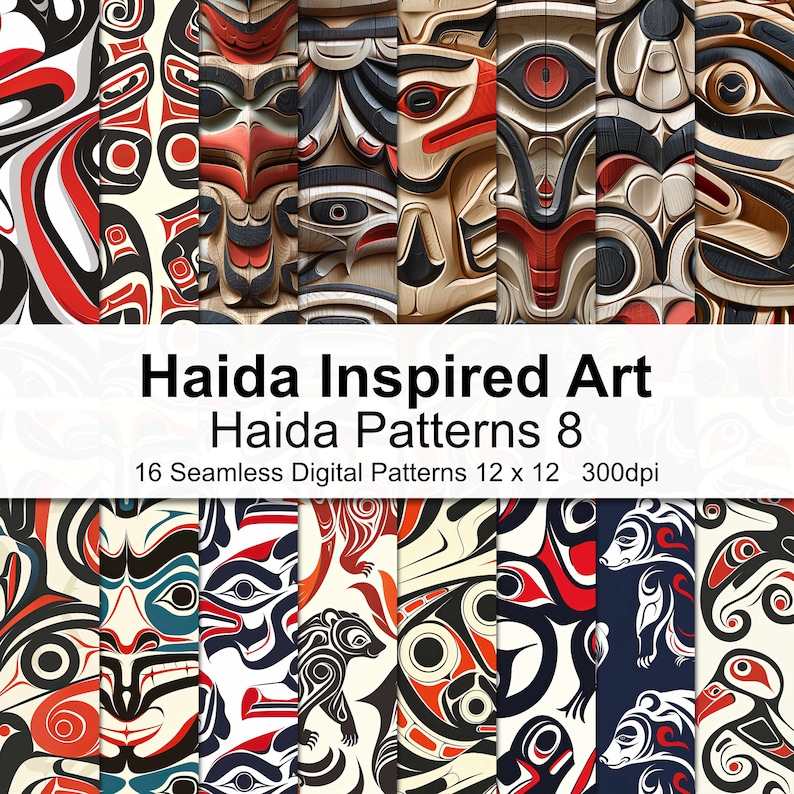 Haida Inspired Patterns Digital Paper 8 - Etsy