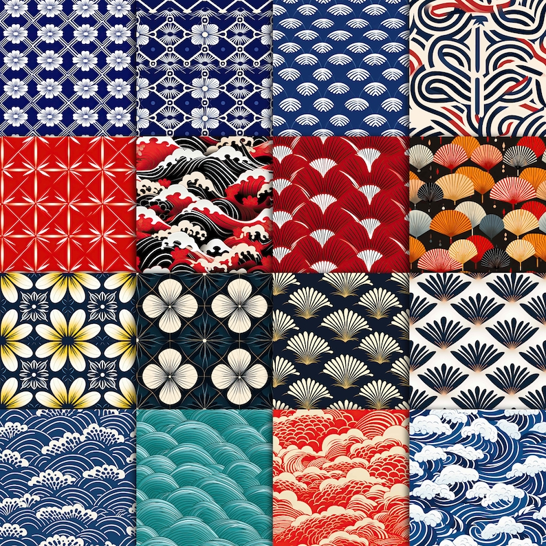 Japanese Multipack 4 - Traditional & Kimono Floral Digital Paper - Etsy