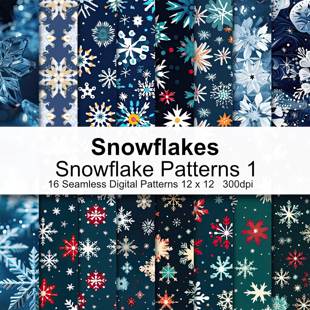 Snowflake Patterns Digital Paper 1 - Etsy