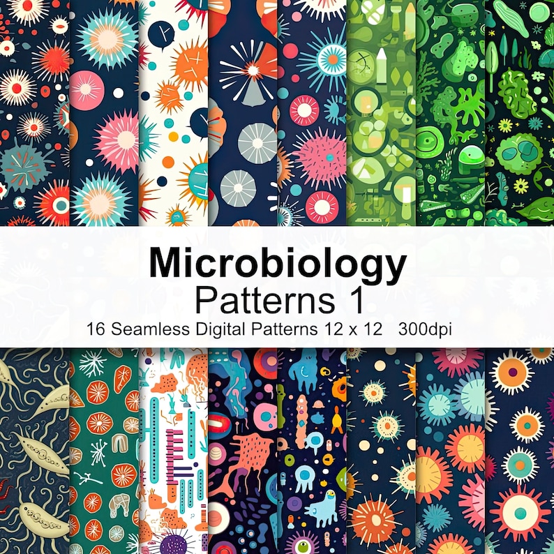 Microbiology Patterns Digital Paper 1 - Etsy