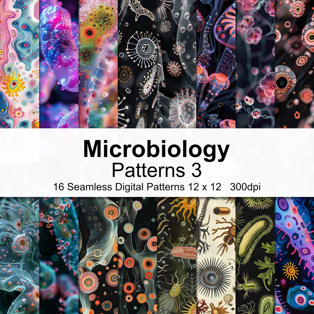 Microbiology Patterns Digital Paper 3 - Etsy