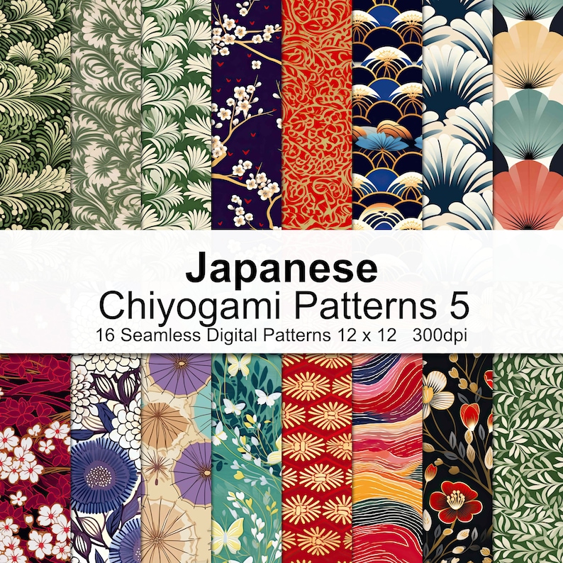 Japanese Chiyogami Patterns 5 - Japanese Chiyogami Digital Paper - Etsy
