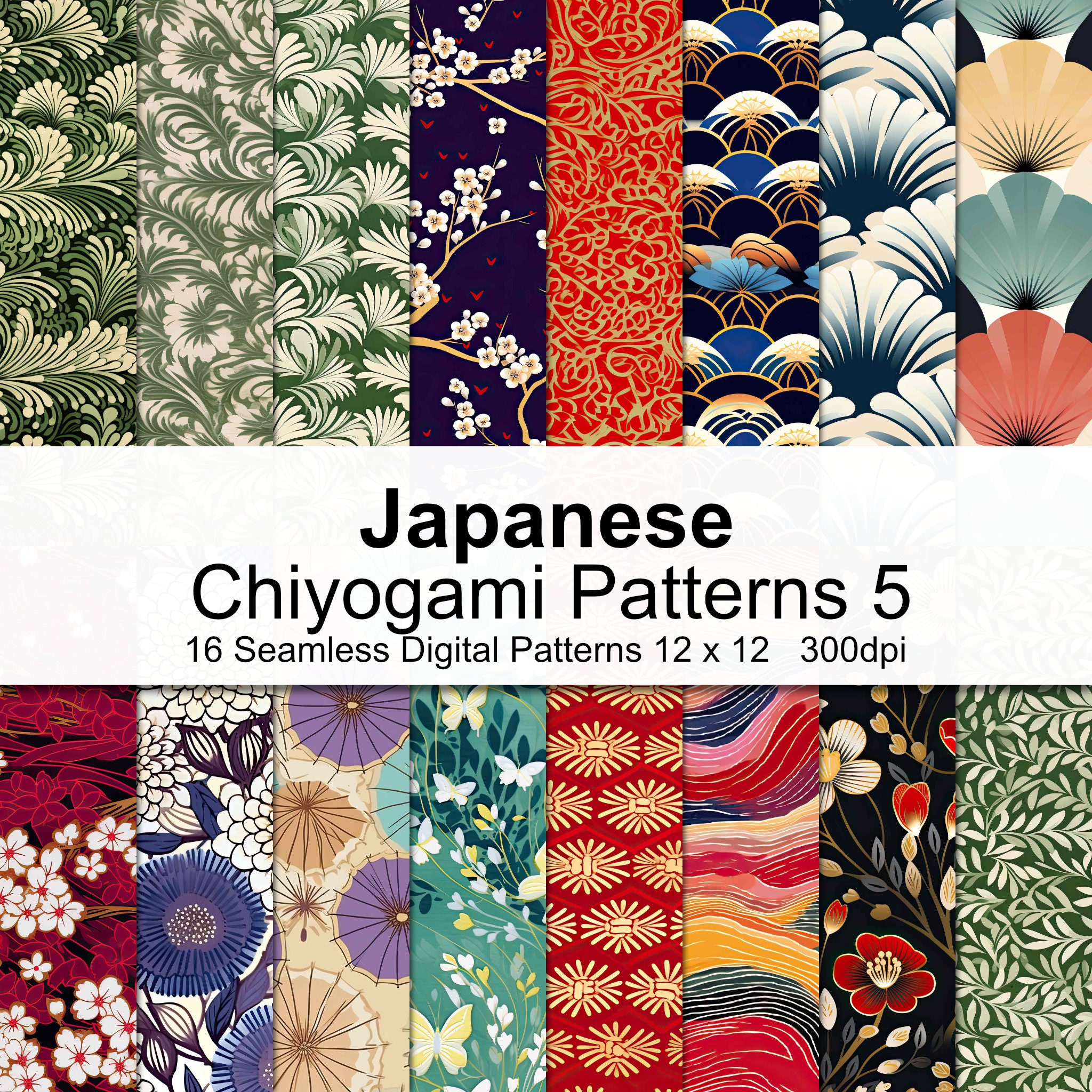 Japanese Chiyogami Patterns 5 - Japanese Chiyogami Digital Paper - Etsy