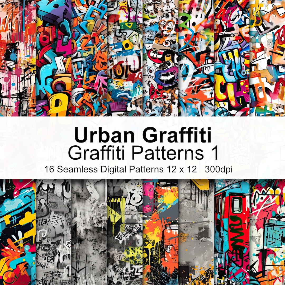 Graffiti Patterns Digital Paper 1 - Etsy