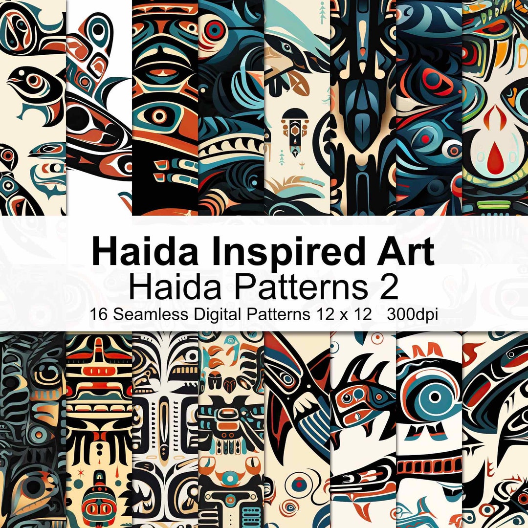 Haida Inspired Patterns Digital Paper 2 - Etsy