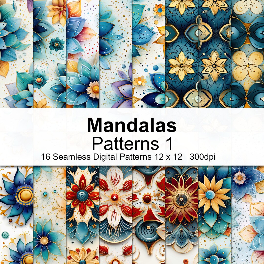 Mandala Patterns Digital Paper 1 - Etsy