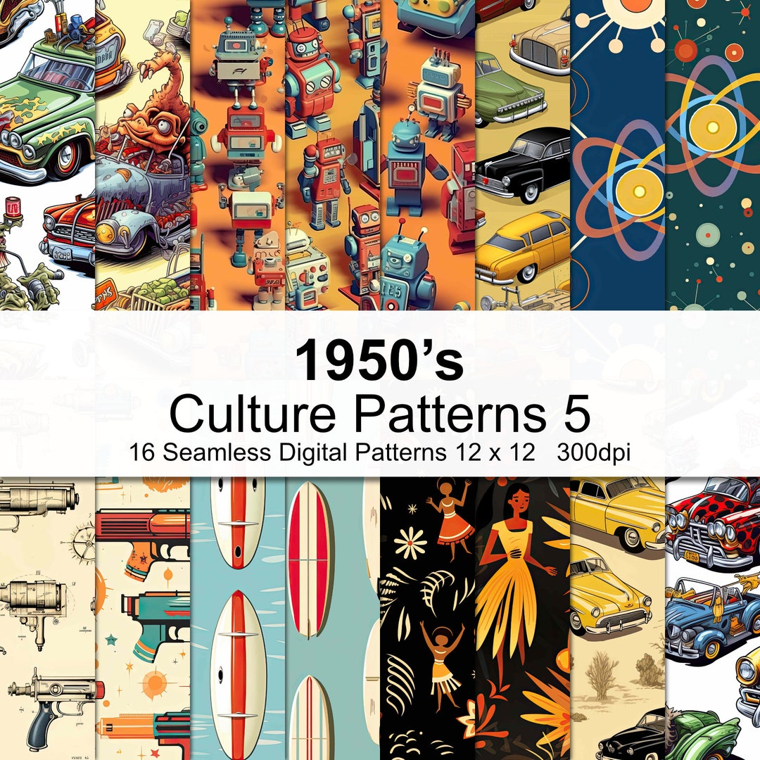 1950's Culture Digital Paper 5 - Etsy