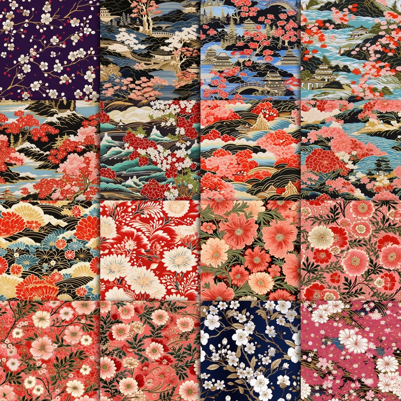 Japanese Chiyogami Patterns 3 - Japanese Chiyogami Digital Paper - Etsy