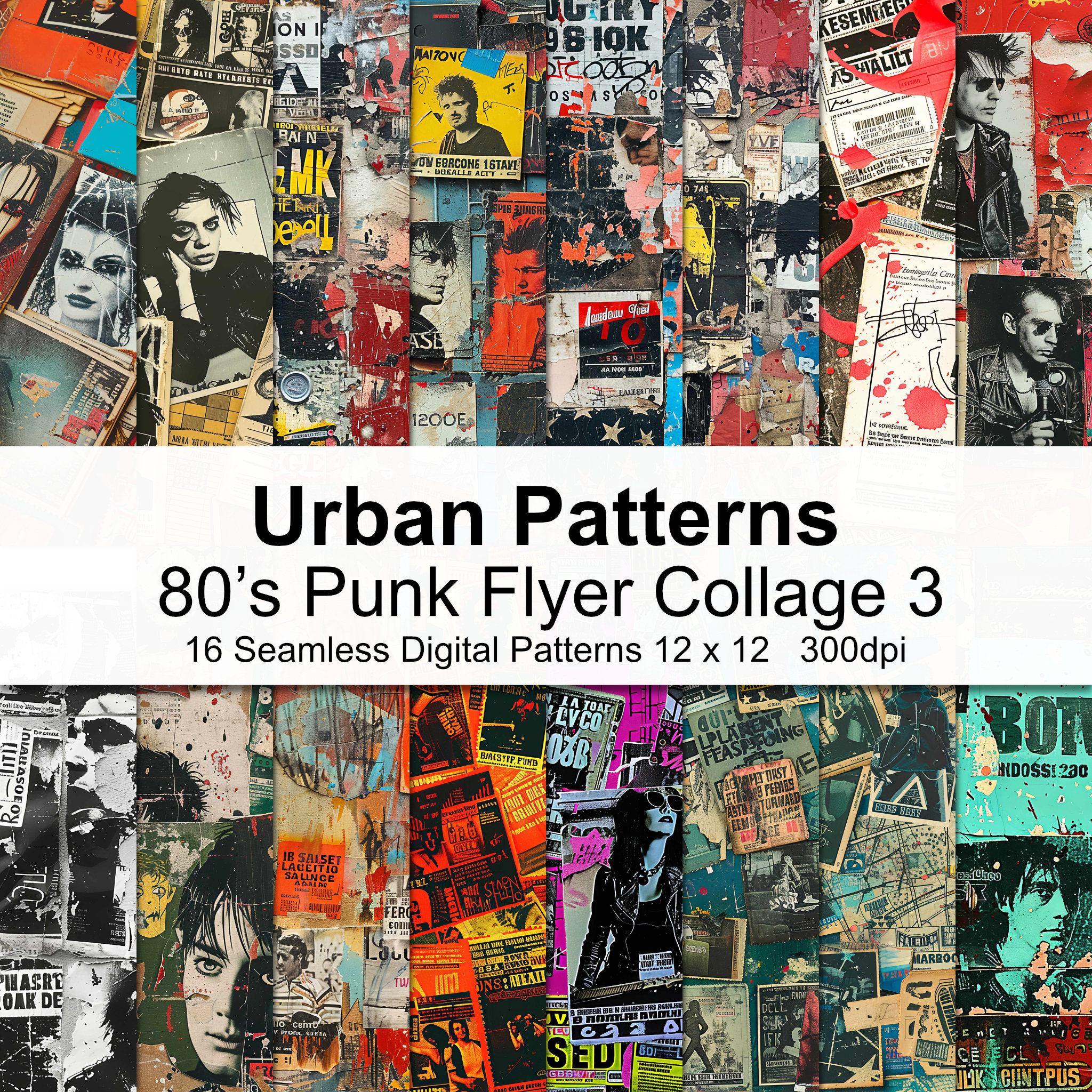 80's Punk Collage Patterns Digital Paper 3 - Etsy
