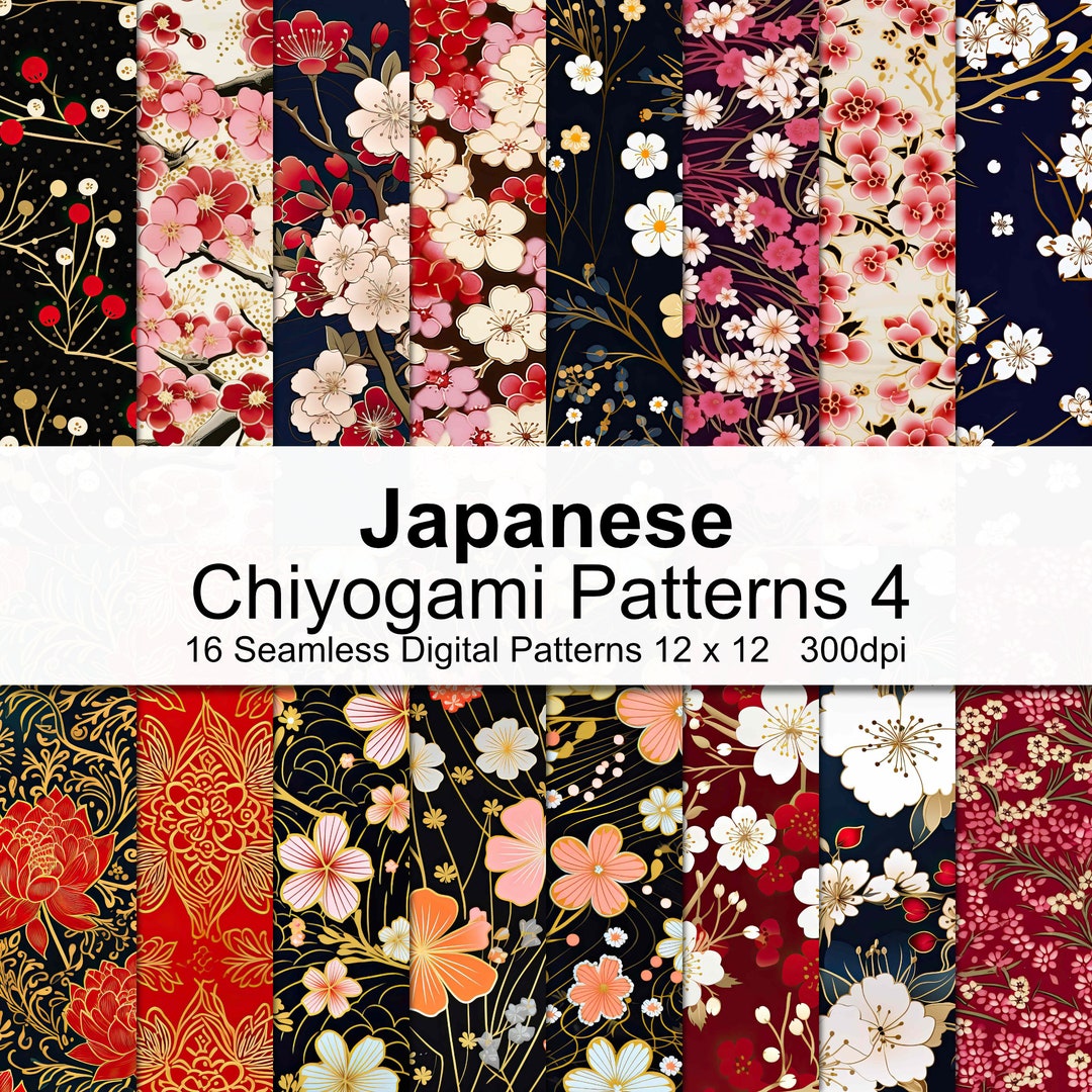 Japanese Chiyogami Patterns 4 - Japanese Chiyogami Digital Paper - Etsy