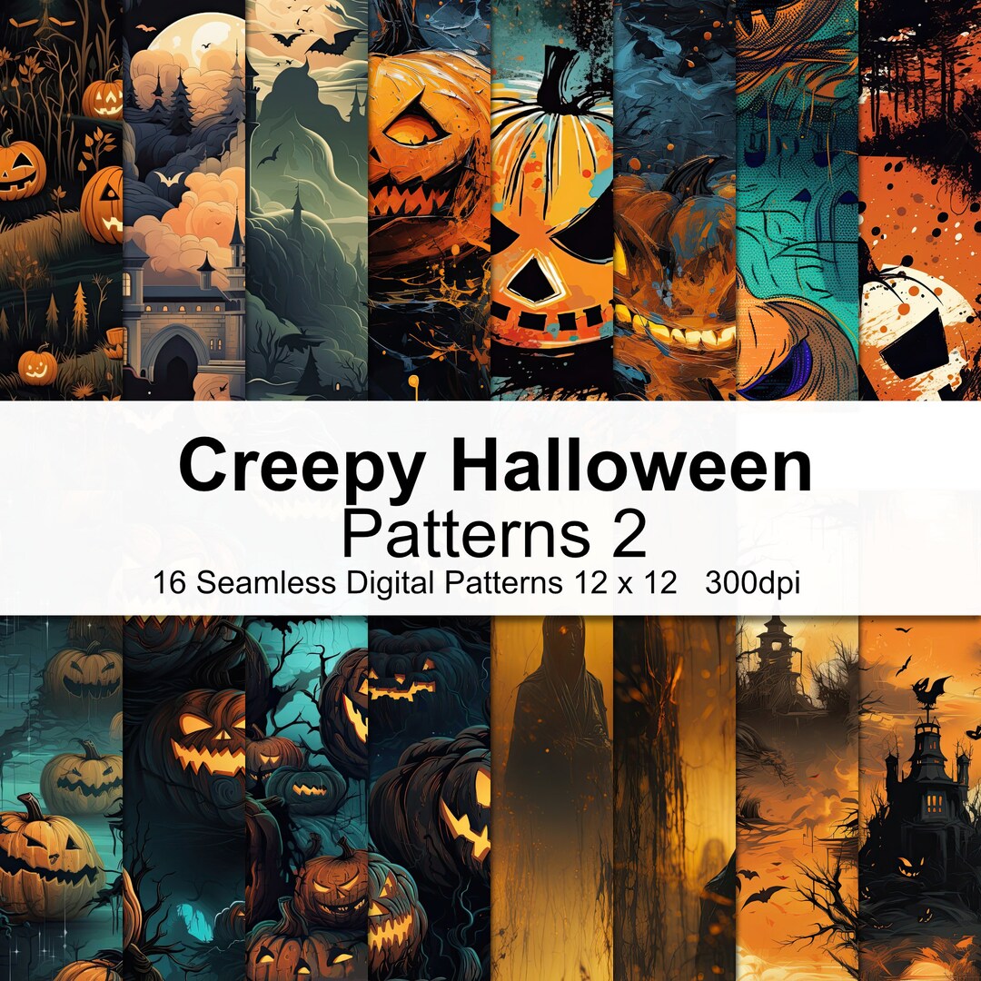 Creepy Halloween Patterns Digital Paper 2 - Etsy