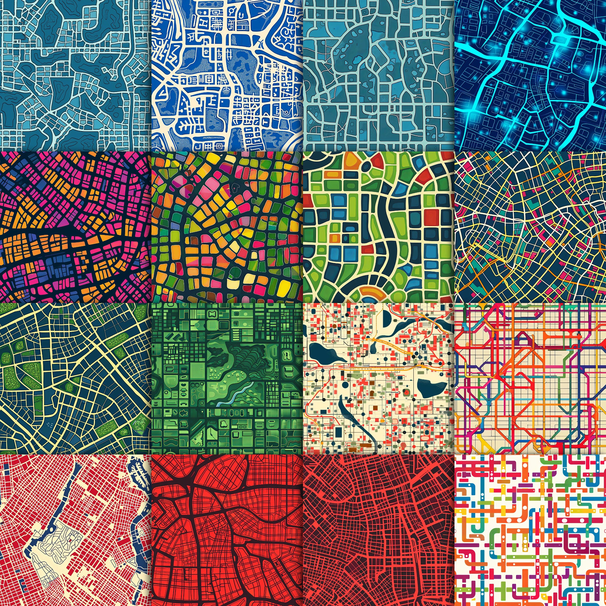 City Map Grids Digital Paper 2 - Etsy