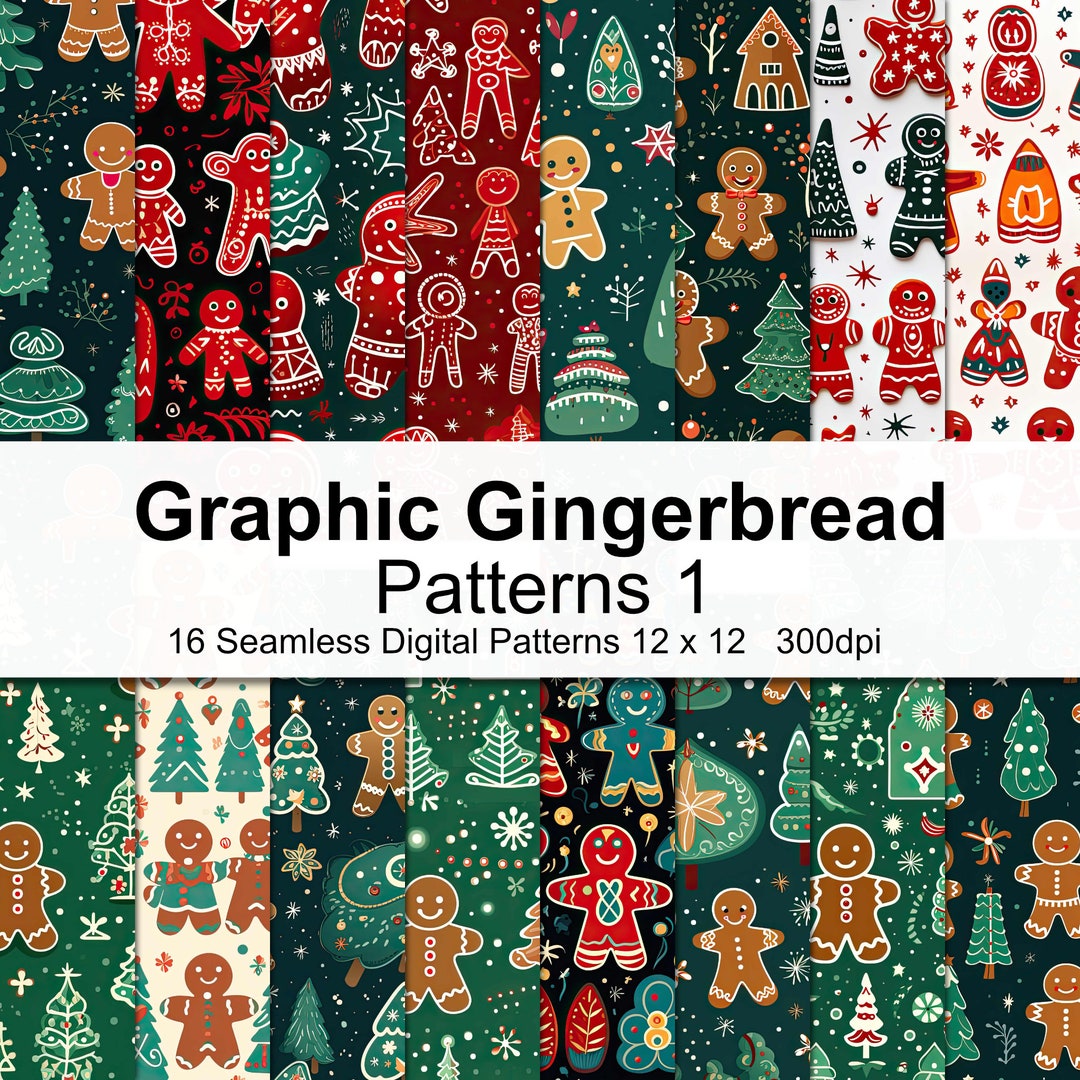 Graphic Gingerbread Patterns Digital Paper 1 - Etsy