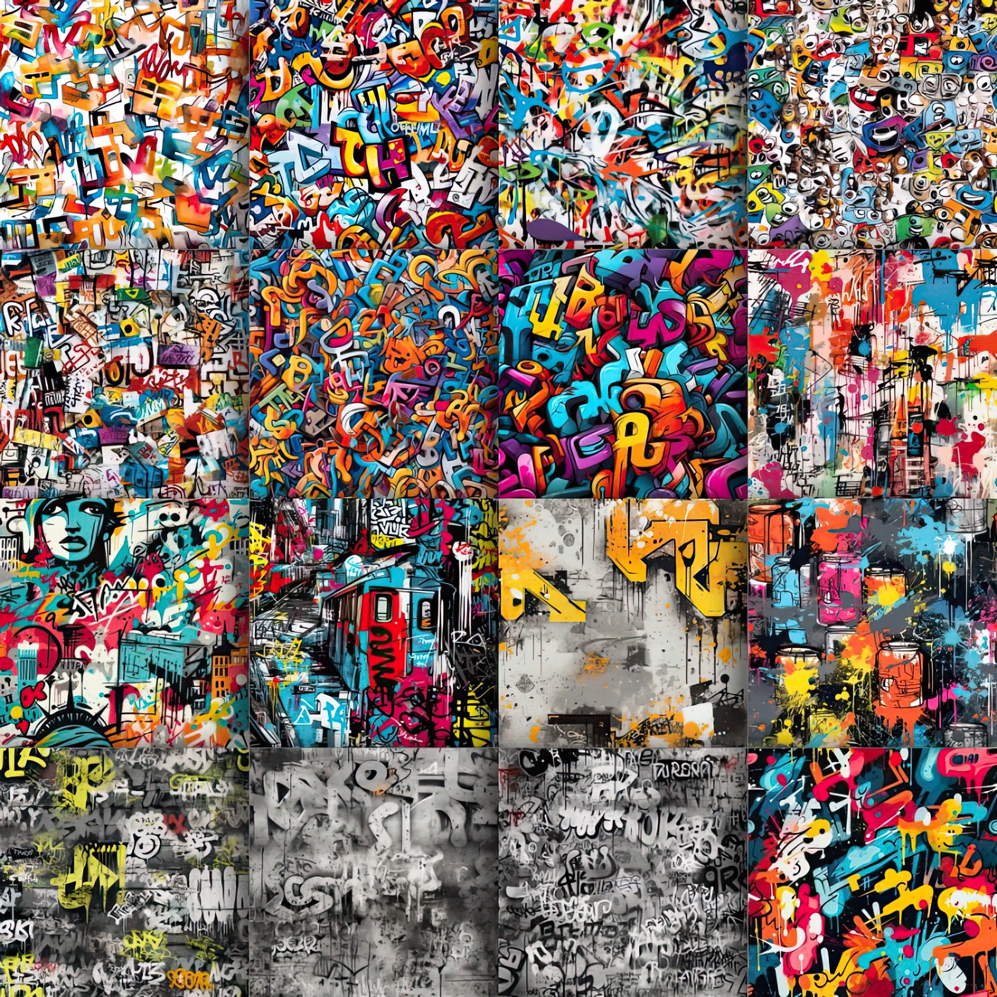 Graffiti Patterns Digital Paper 1 - Etsy