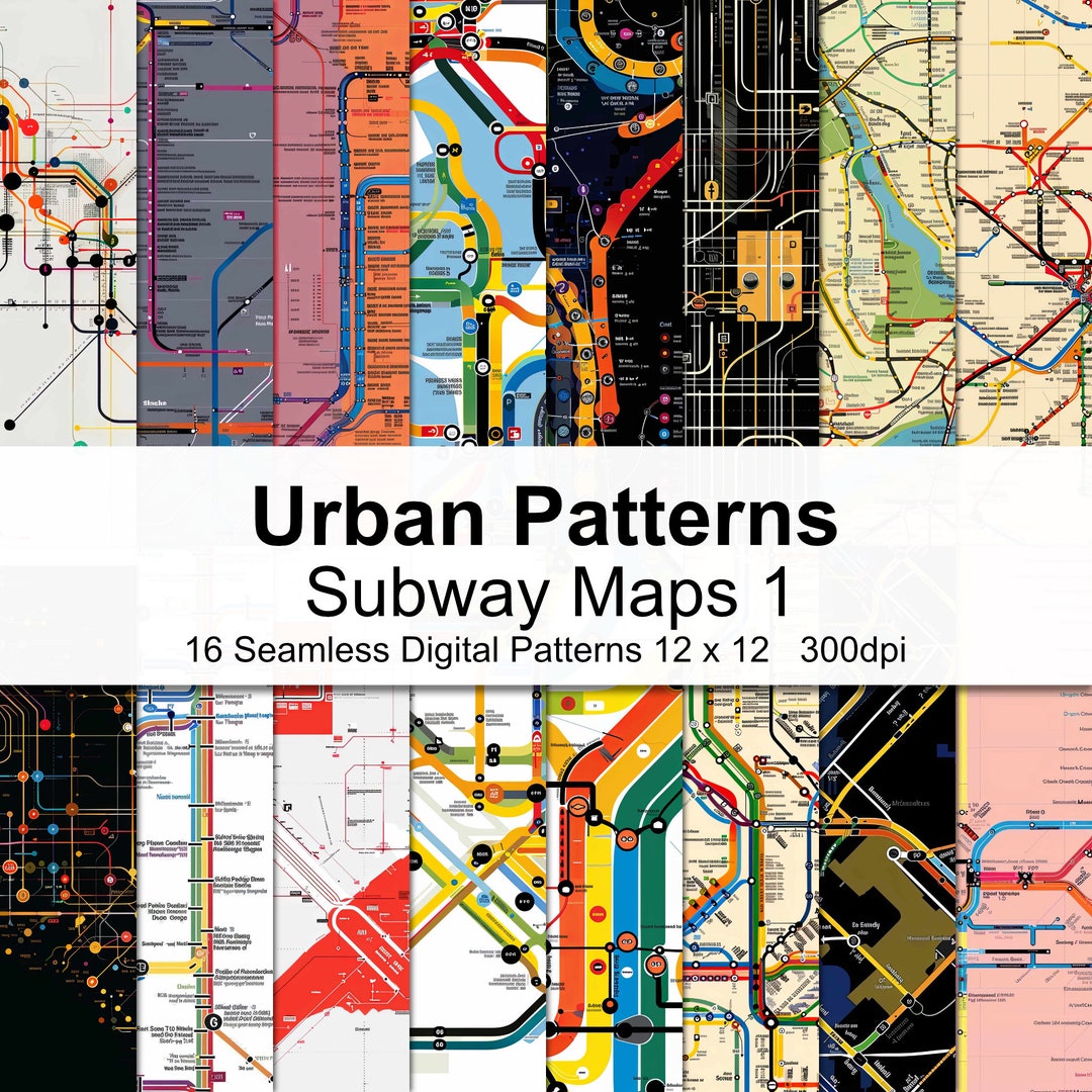 Urban Pattern Subway Maps Digital Paper 1 - Etsy