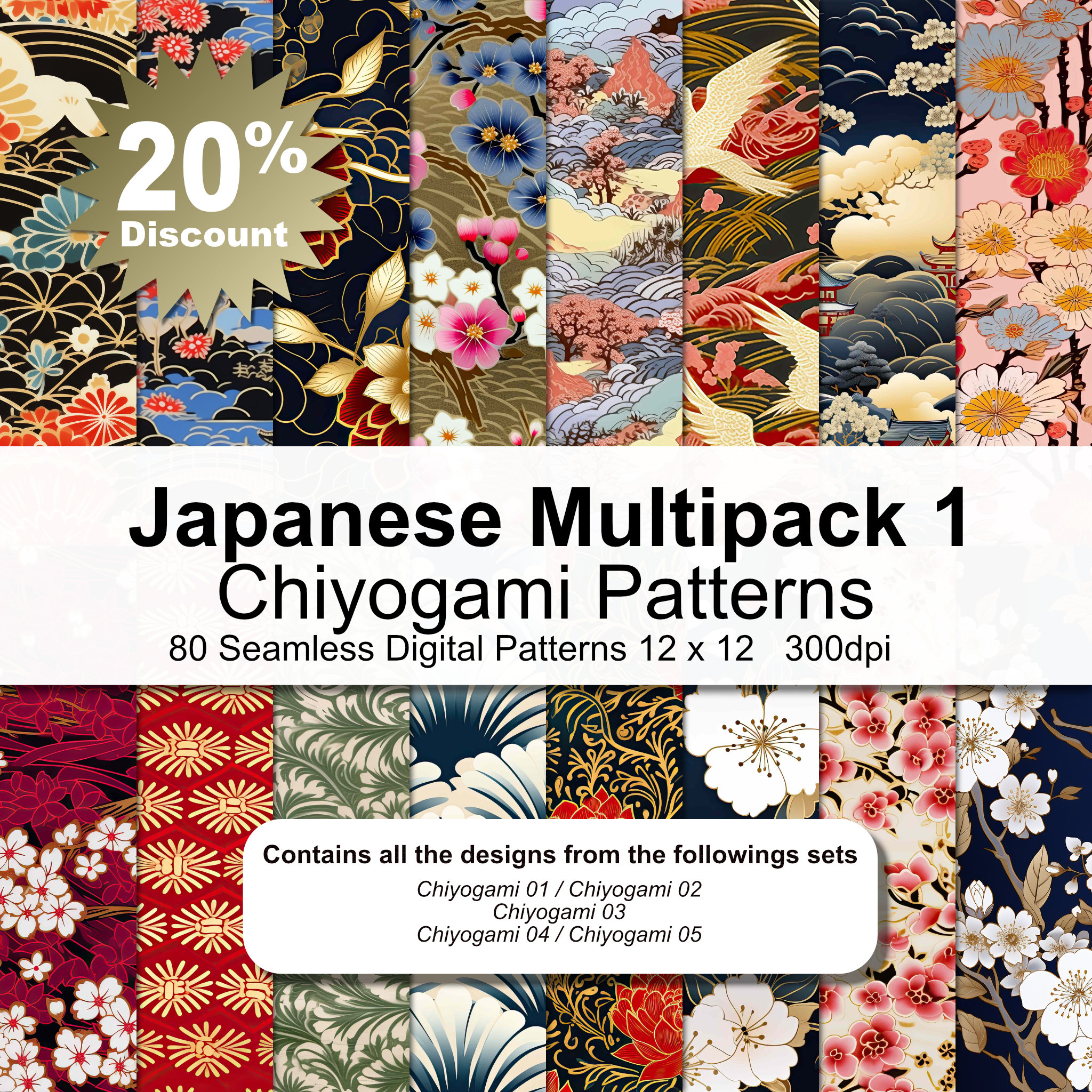 Japanese Multipack 1 Japanese Chiyogami Patterns Digital Paper - Etsy