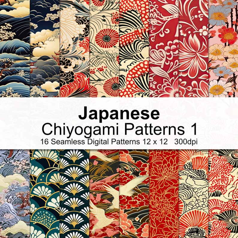 Japanese Chiyogami Patterns 1 - Japanese Chiyogami Digital Paper - Etsy