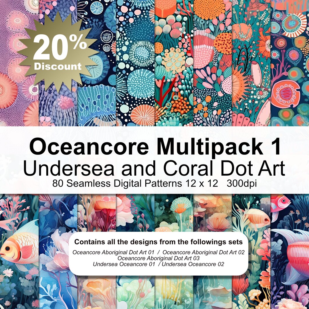 Oceancore Multipack 1 - Undersea & Aboriginal Dot Art Coral Patterns ...