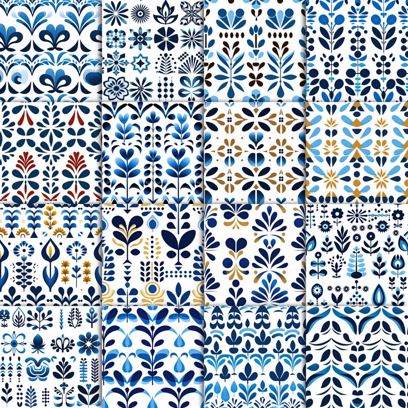 Scandi Tiles Mosaic Patterns Digital Paper 5 - Etsy