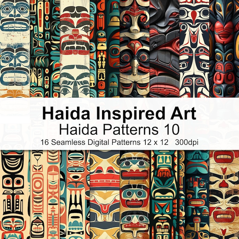 Haida Inspired Patterns Digital Paper 10 - Etsy