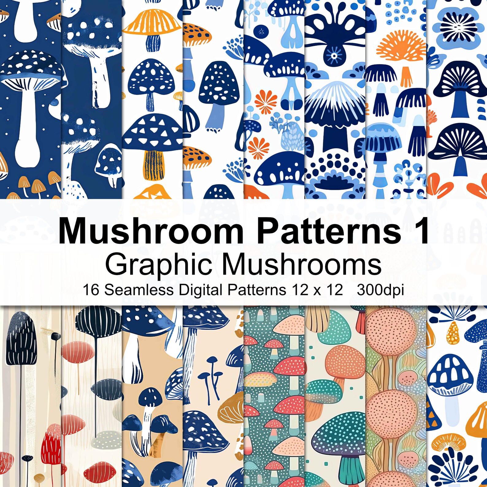 Mushroom Patterns - (graphic) Digital Paper 1 - Etsy