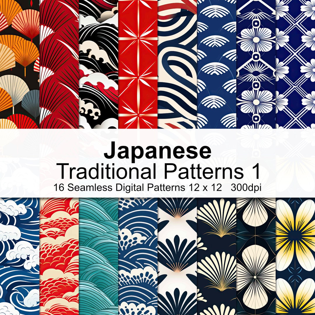 Japanese Traditional Patterns 1 - Japanese Digital Paper - Etsy