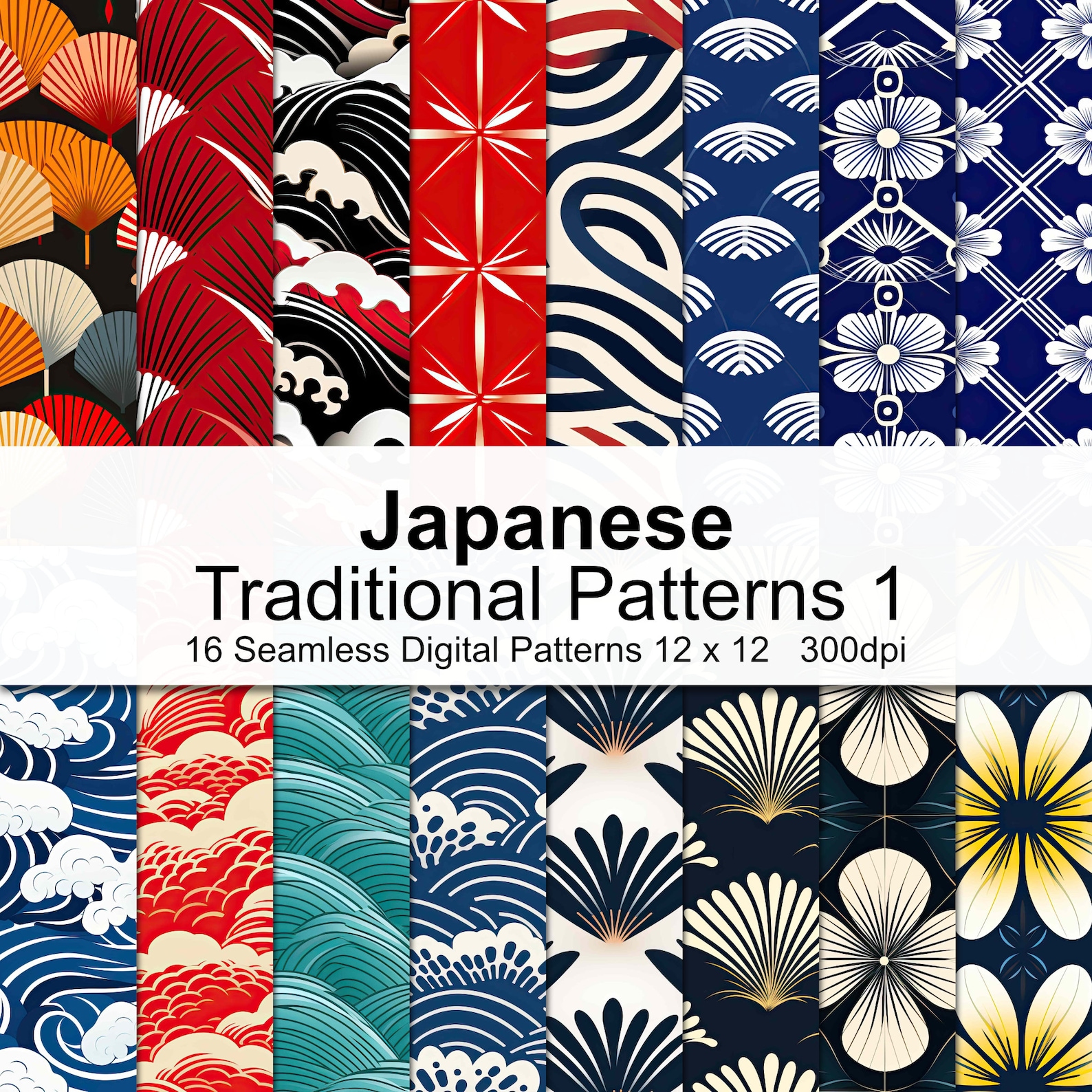 Japanese Traditional Patterns 1 - Japanese Digital Paper - Etsy