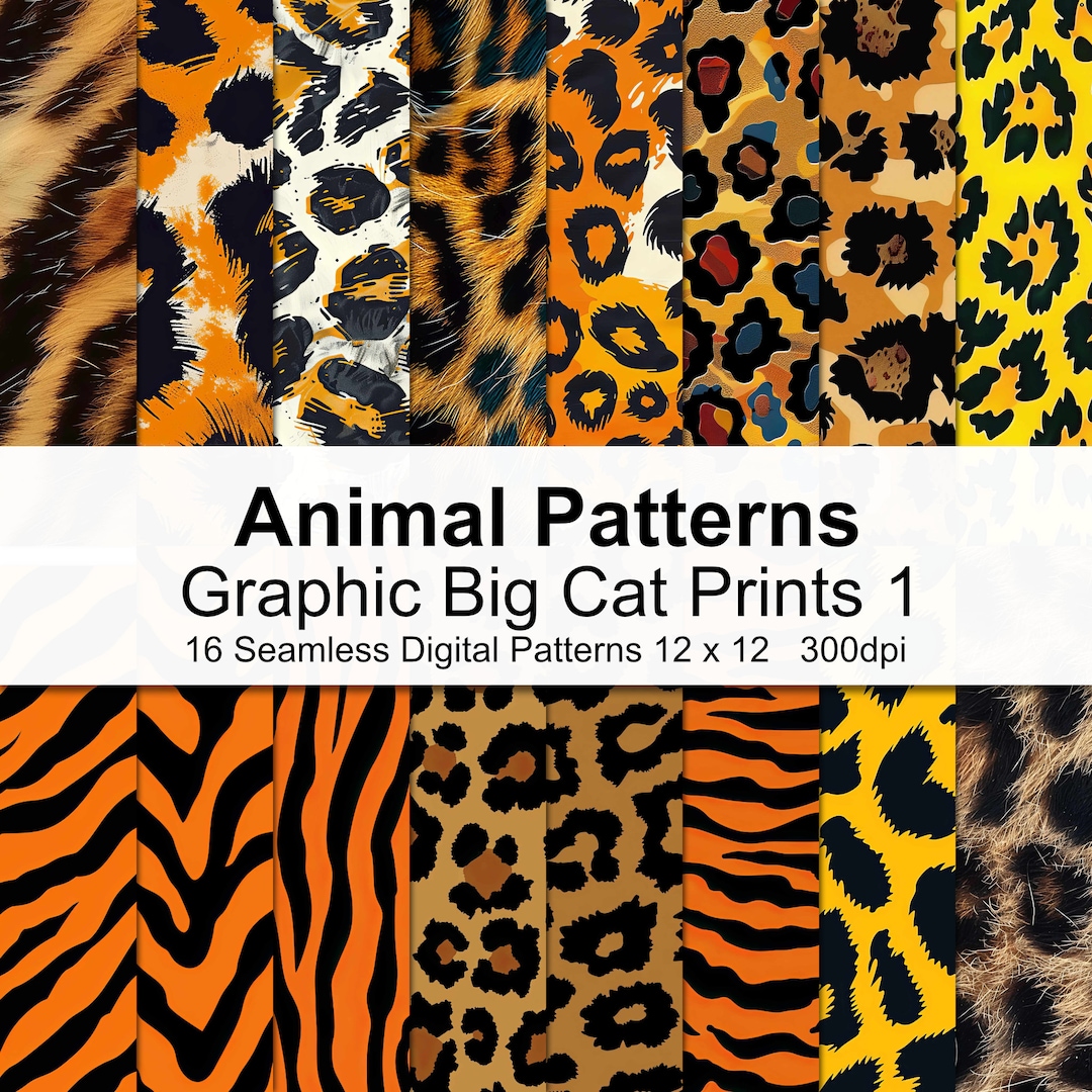 Graphic Big Cat Patterns Digital Paper 1 - Etsy