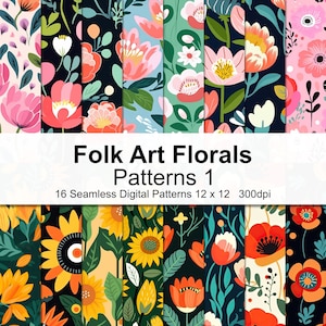 Scandi Folk Art Patterns Digital Paper 1 - Etsy