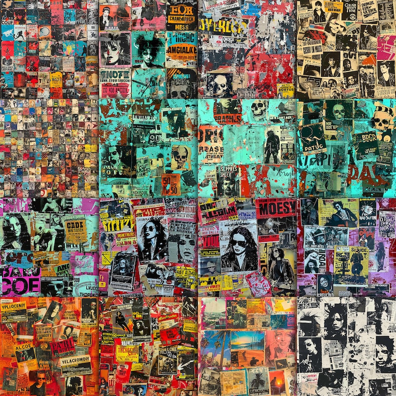 80's Punk Collage Patterns Digital Paper 1 - Etsy