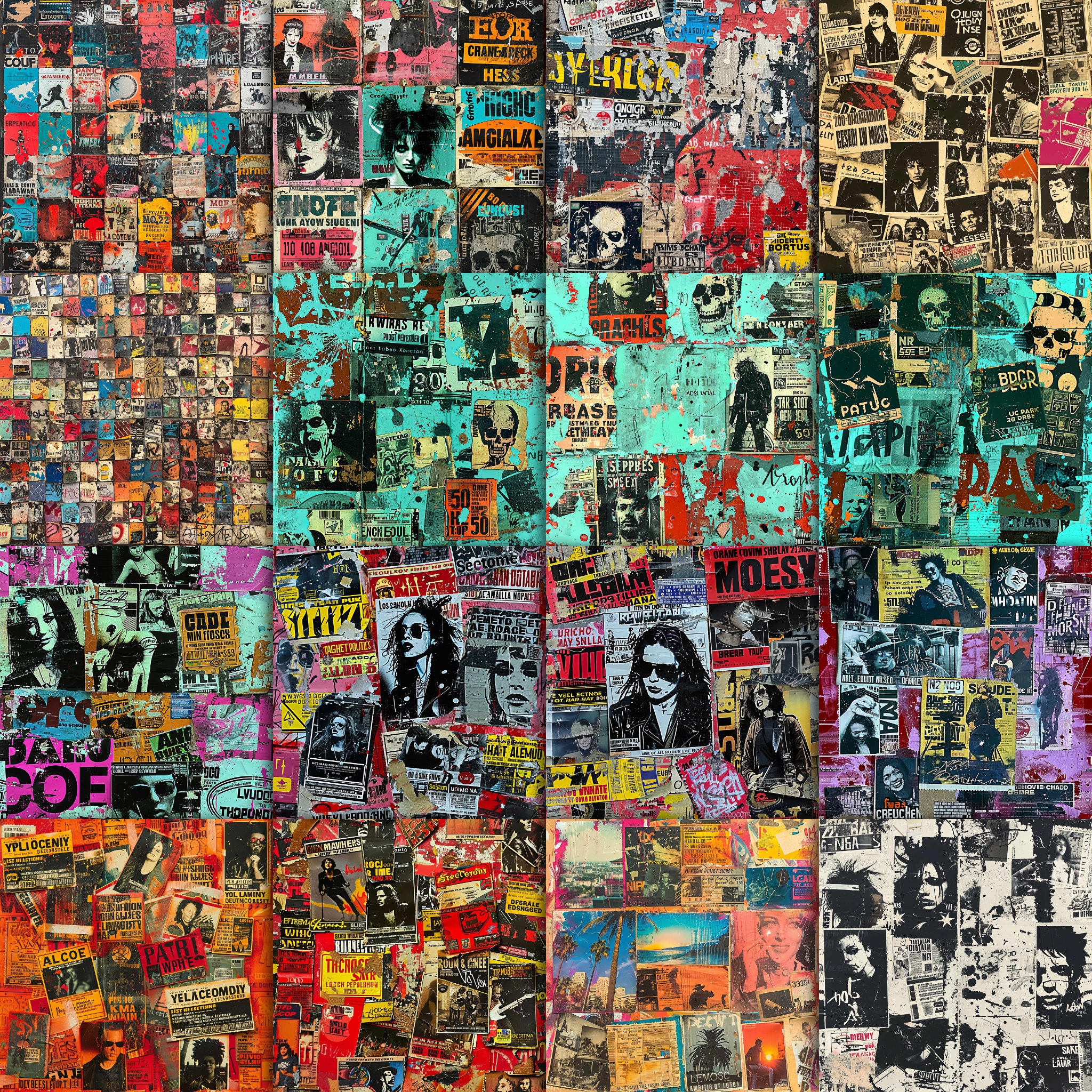 80's Punk Collage Patterns Digital Paper 1 - Etsy