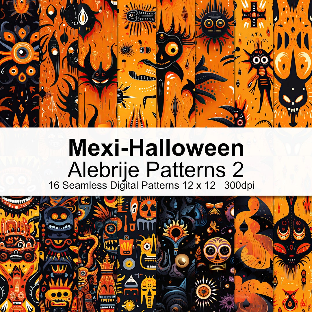 Mexi-halloween Patterns Digital Paper 2 - Etsy