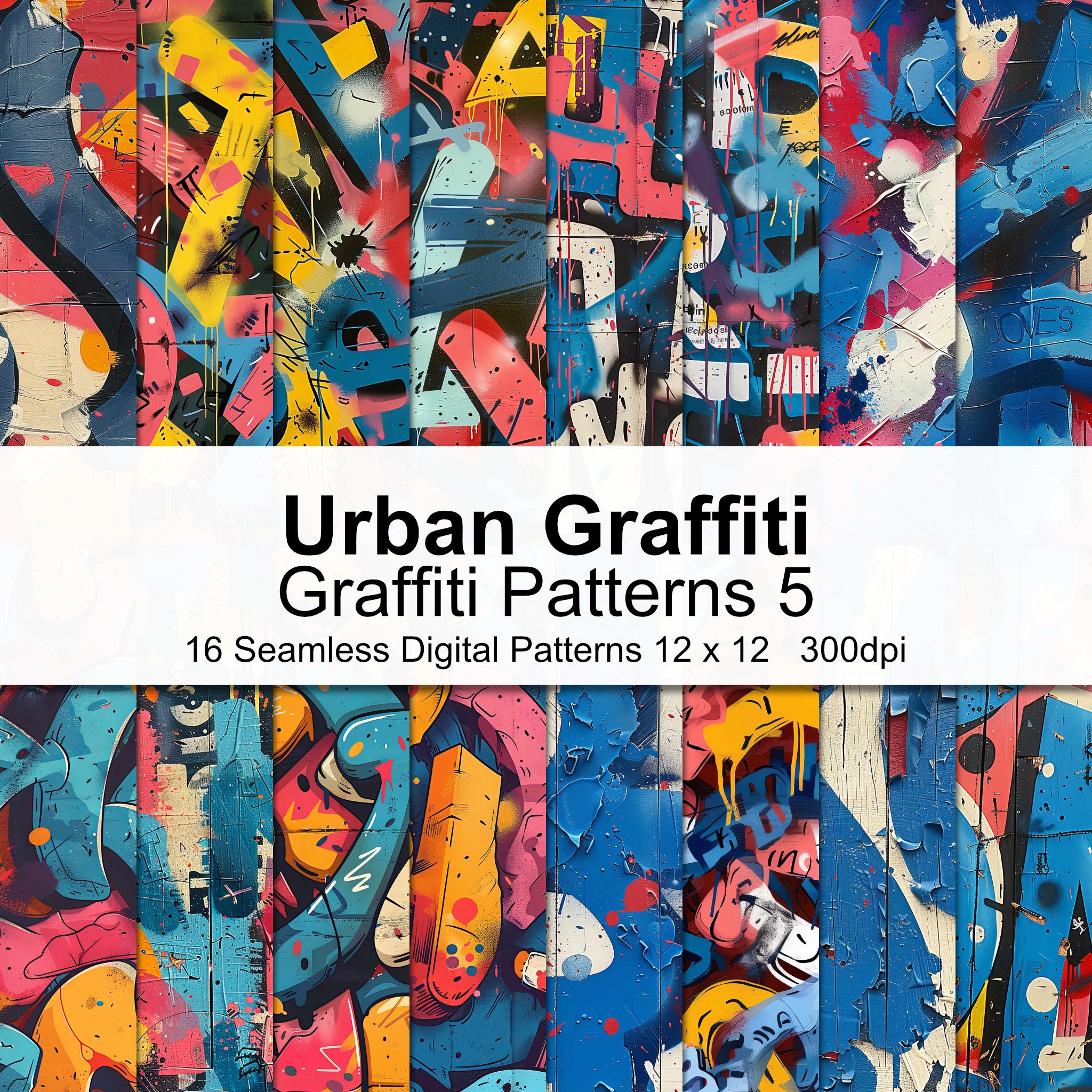 Graffiti Patterns Digital Paper 5 - Etsy