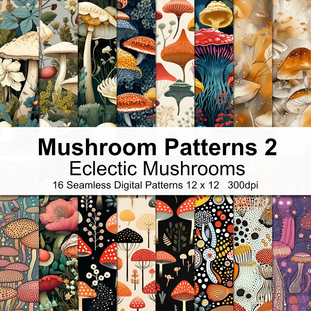 Mushroom Patterns - (eclectic) Digital Paper 2 - Etsy
