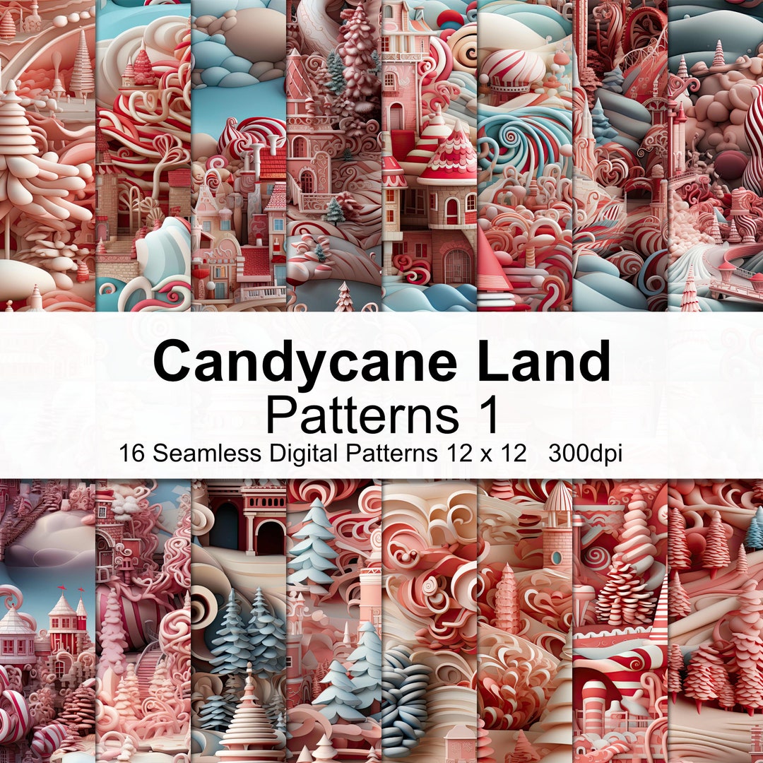 Candycane Land Patterns Digital Paper 1 - Etsy