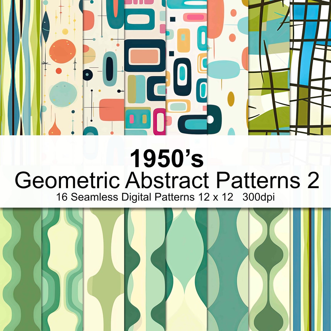 1950's Geometric Abstract Patterns Digital Paper 2 - Etsy