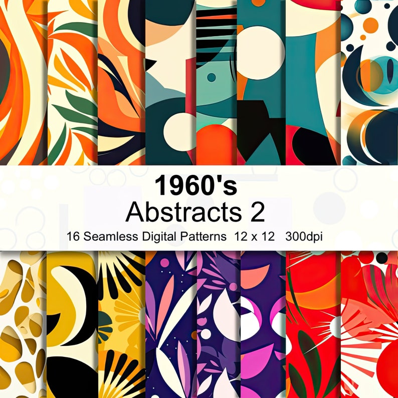 1960's Abstract Seamless Digital Patterns 2 - Etsy