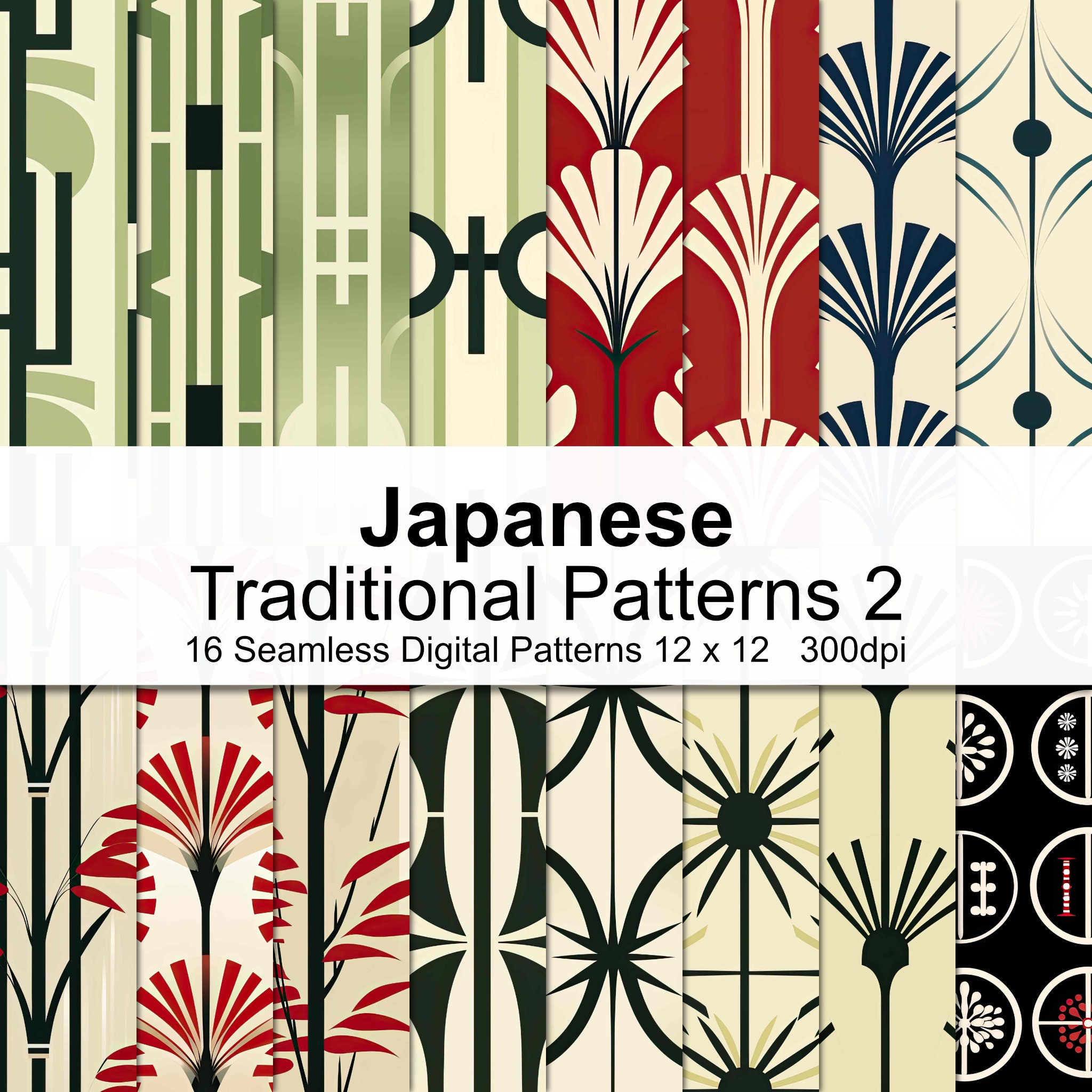 Japanese Traditional Patterns 2 - Japanese Digital Paper - Etsy