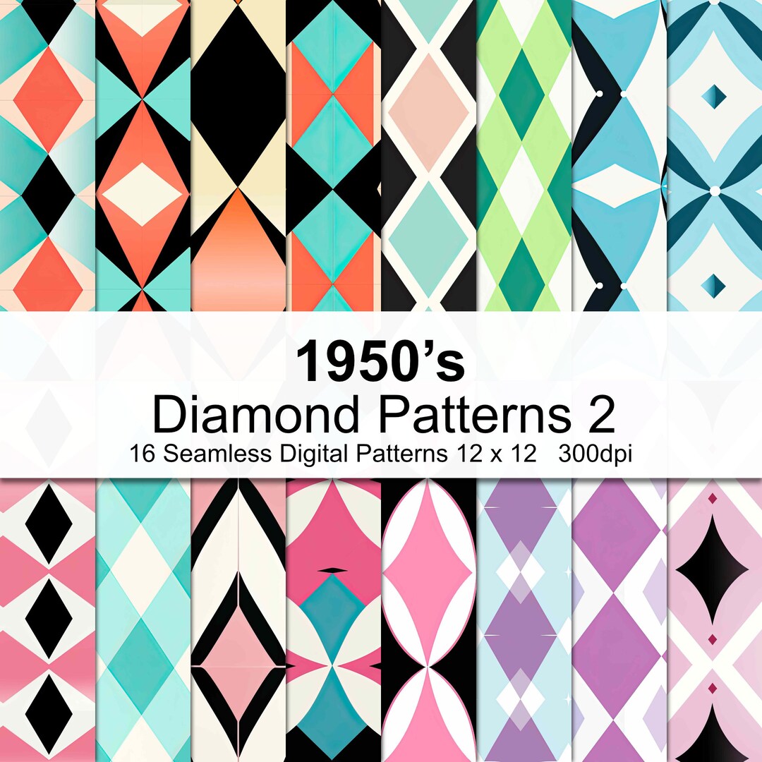 1950's Diamond Shapes Digital Paper 2 - Etsy
