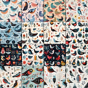 Scandi Bird Abstract Patterns Digital Paper 2 - Etsy