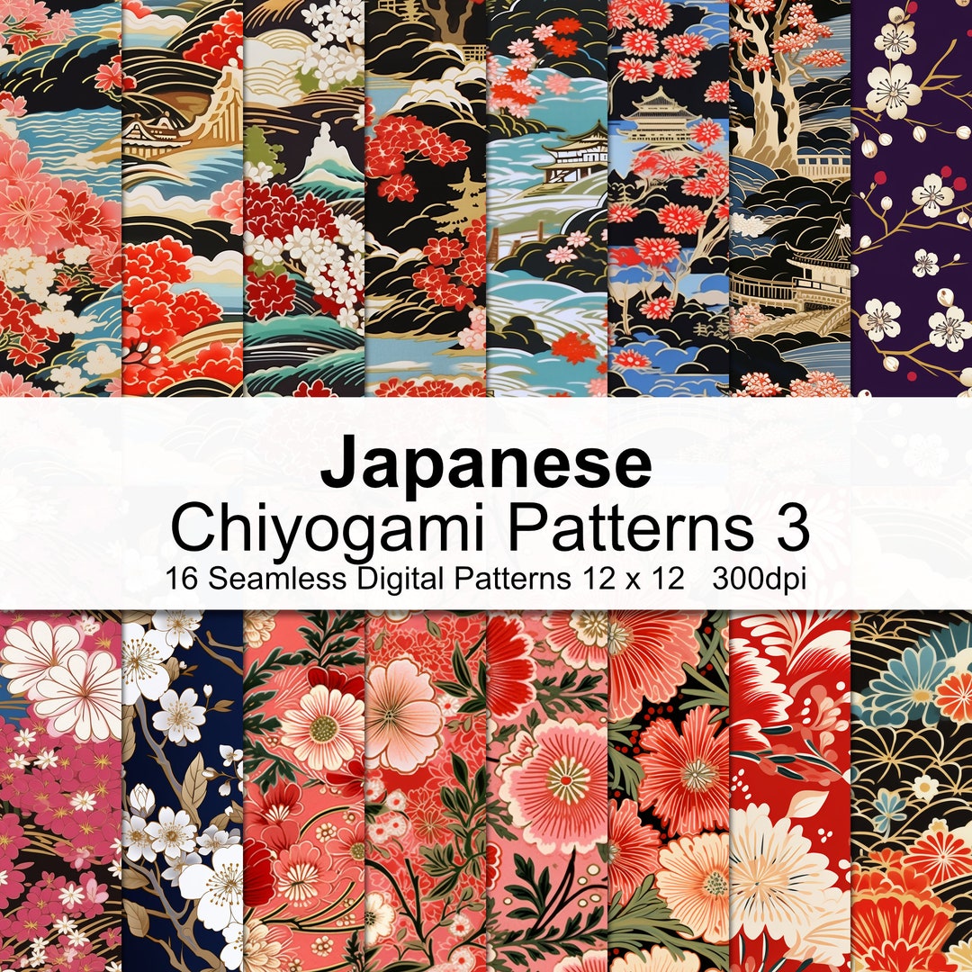 Japanese Chiyogami Patterns 3 - Japanese Chiyogami Digital Paper - Etsy
