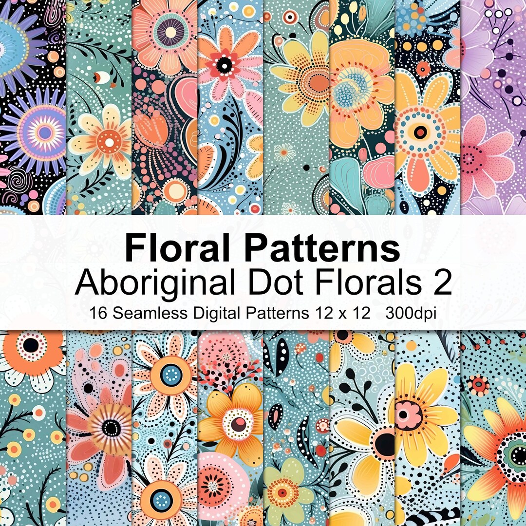 Aboriginal Dot Floral Patterns Digital Paper 2 - Etsy