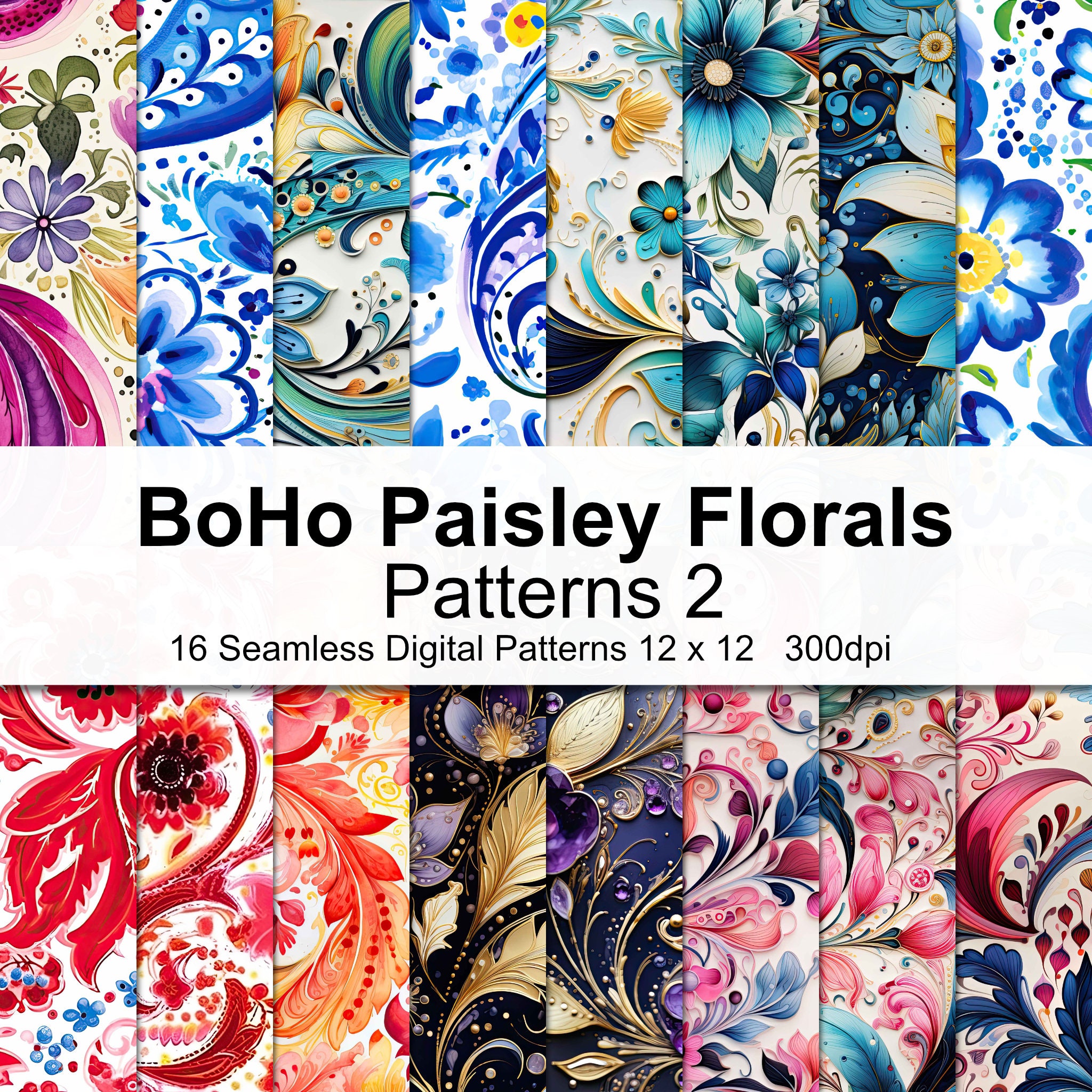 Boho Paisley Patterns Digital Paper 2 - Etsy