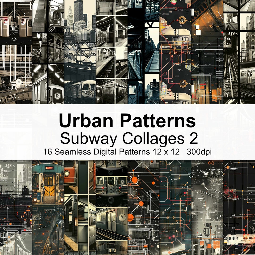 Urban Subway Collage Patterns Digital Paper 2 - Etsy