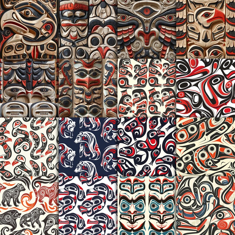 Haida Inspired Patterns Digital Paper 8 - Etsy