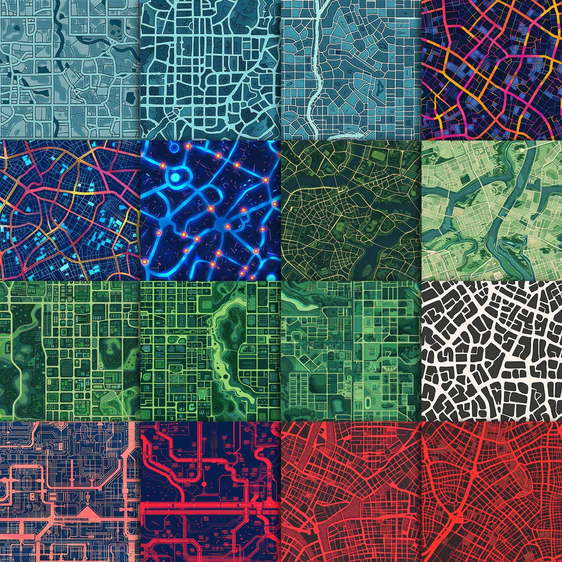 City Map Grids Digital Paper 1 - Etsy